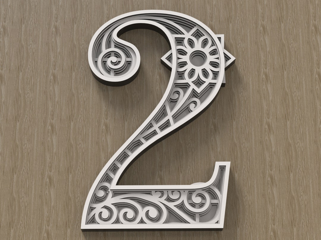 Layered Floral Number 2 3D Mandala SVG DXF - Layered Mandala Svg ...