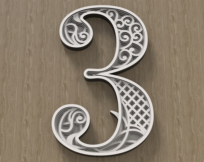 3D SVG Mandala Number Bundle Set 1-9- Layered Paper Numbers- Digital ...