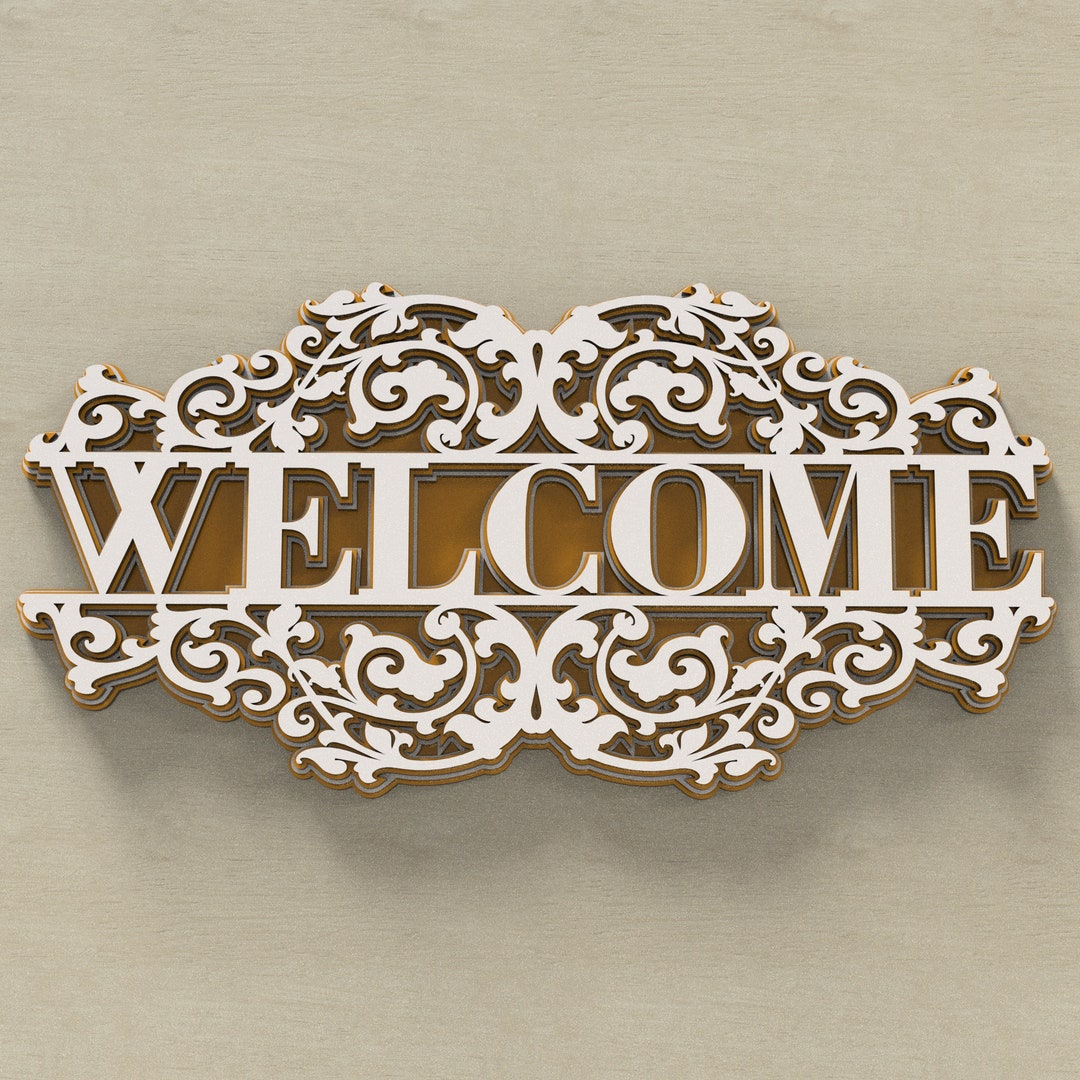 3D Welcome Sign SVG, Laser Cut Floral Sign Svg DIY. - Etsy