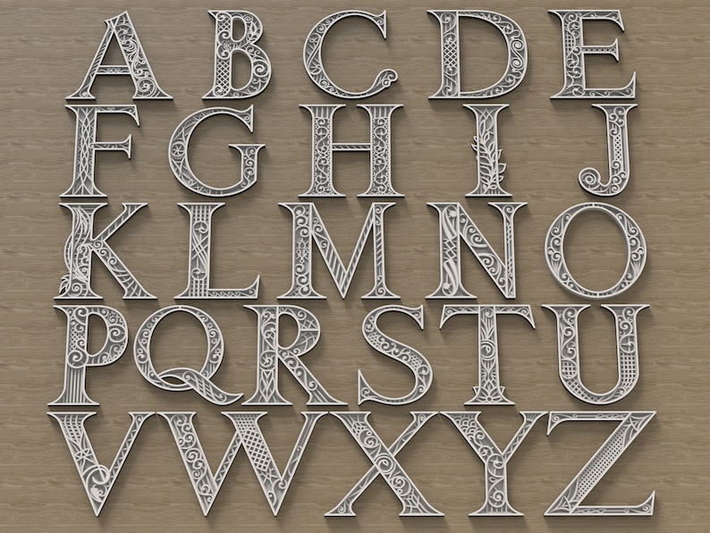 A - Z Bundle 26 Letters - Layered Floral Alphabet - Multilayer Monogram ...