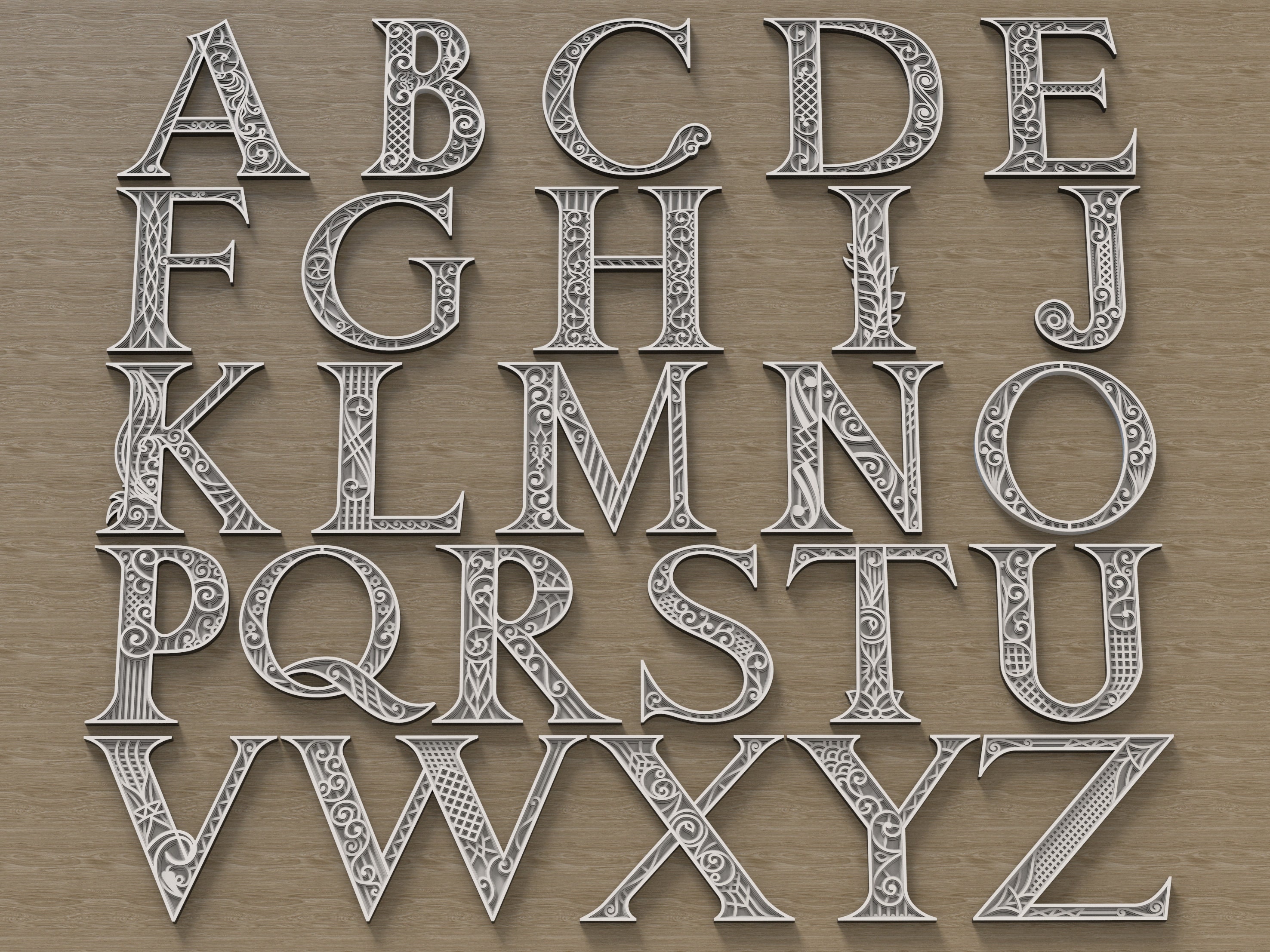 A - Z Bundle 26 Letters - Layered Floral Alphabet - Multilayer Monogram ...