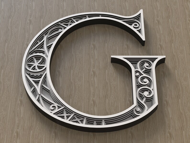Layered Letter G, Multilayer Monogram, 3D Alphabet SVG, Files for Laser ...