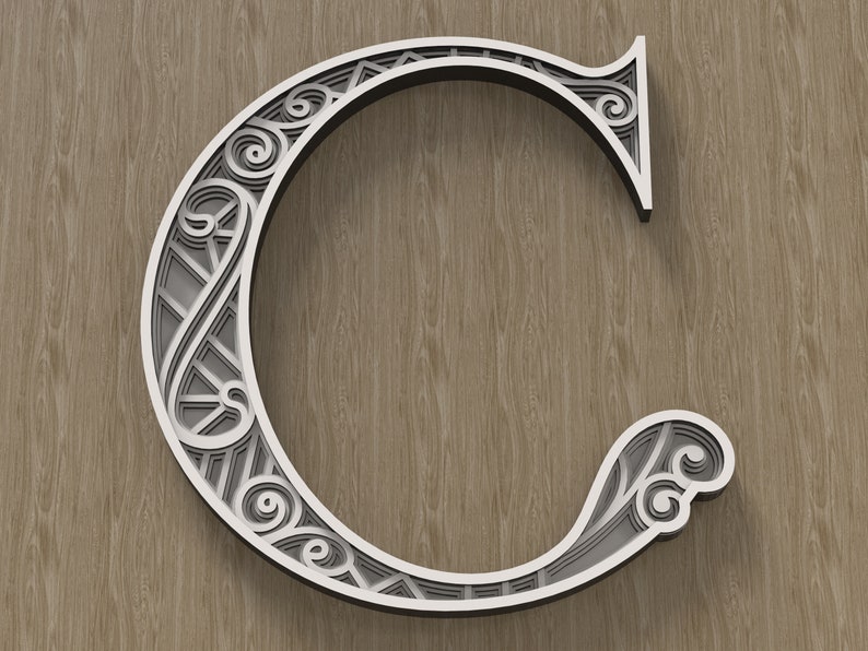 5 Layered Letters, 3d Letter Svg, Layered Monogram, Files for Laser ...