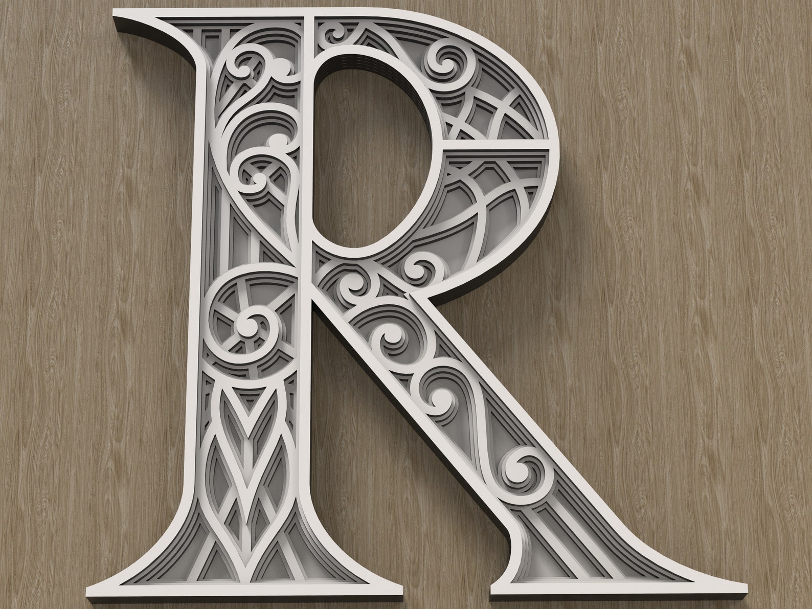 Layered Letter R, Multilayer Monogram, 3D Alphabet SVG, Files for Laser ...