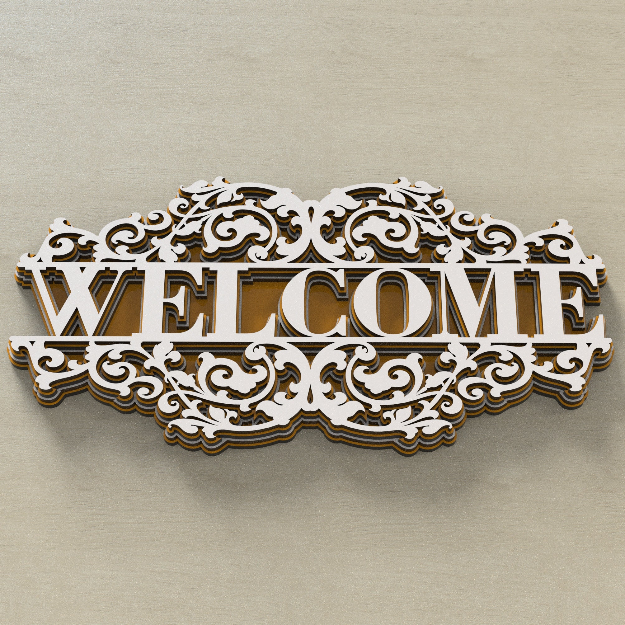 3D Welcome Sign SVG, Laser Cut Floral Sign Svg DIY. - Etsy