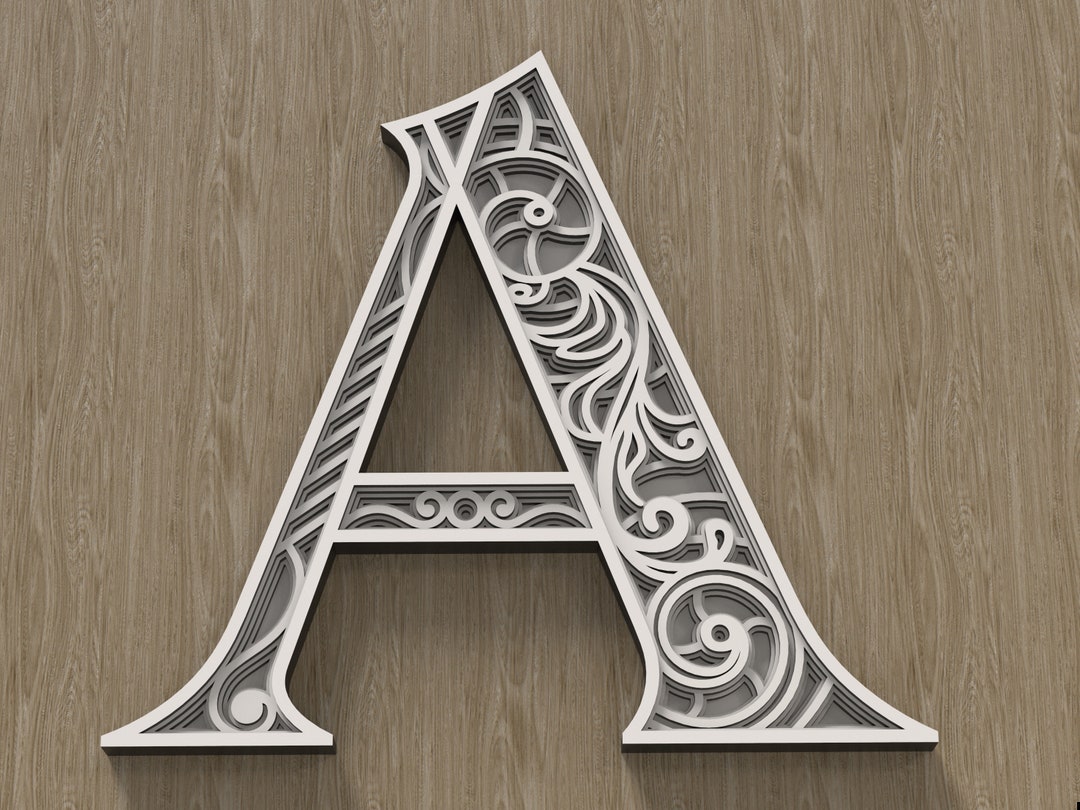 Layered Letter A, Multilayer Monogram, 3D Alphabet SVG, Files for Laser ...