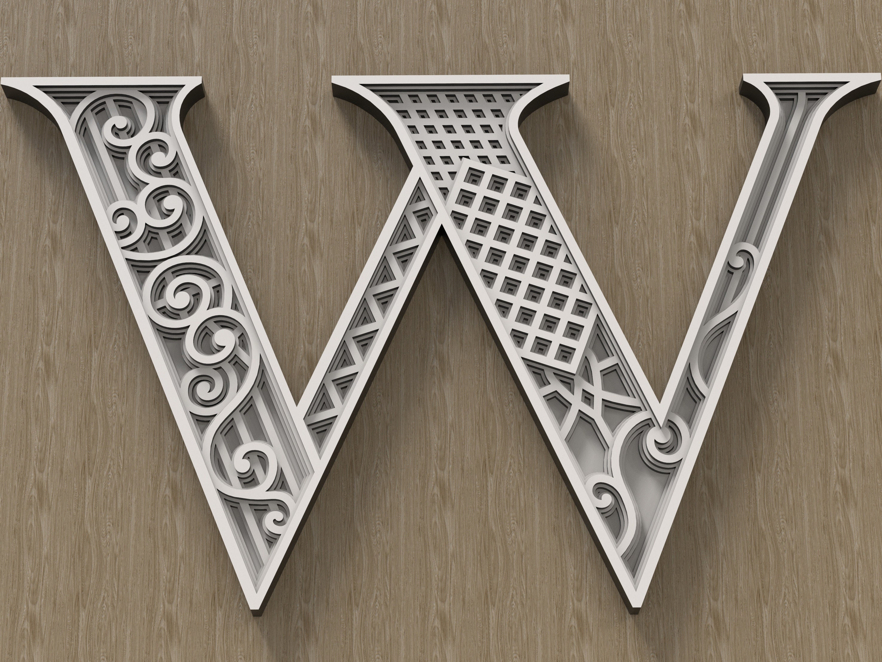 Set of 6 Letters, 3d Letter Svg, Multilayer Monogram, Files for Laser ...