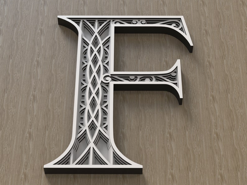 Layered Letter F, Multilayer Monogram, 3D Alphabet SVG, Files for Laser ...