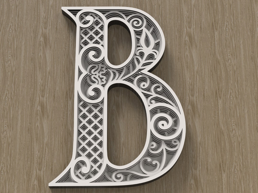 Layered Letter B, Multilayer Monogram, 3D Alphabet SVG, Files for Laser ...