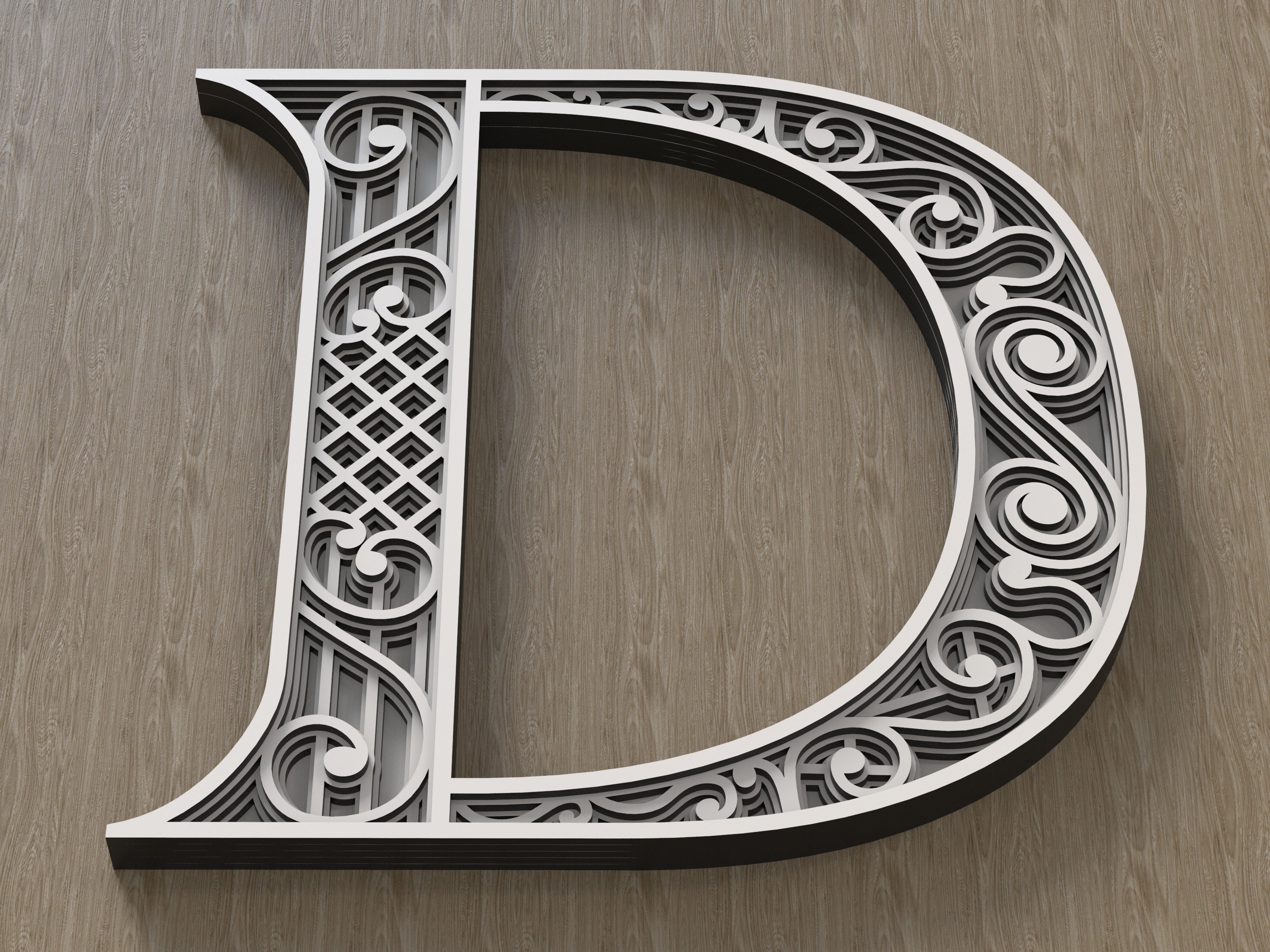 Layered Letter D, Multilayer Monogram, 3D Alphabet SVG, Files for Laser ...