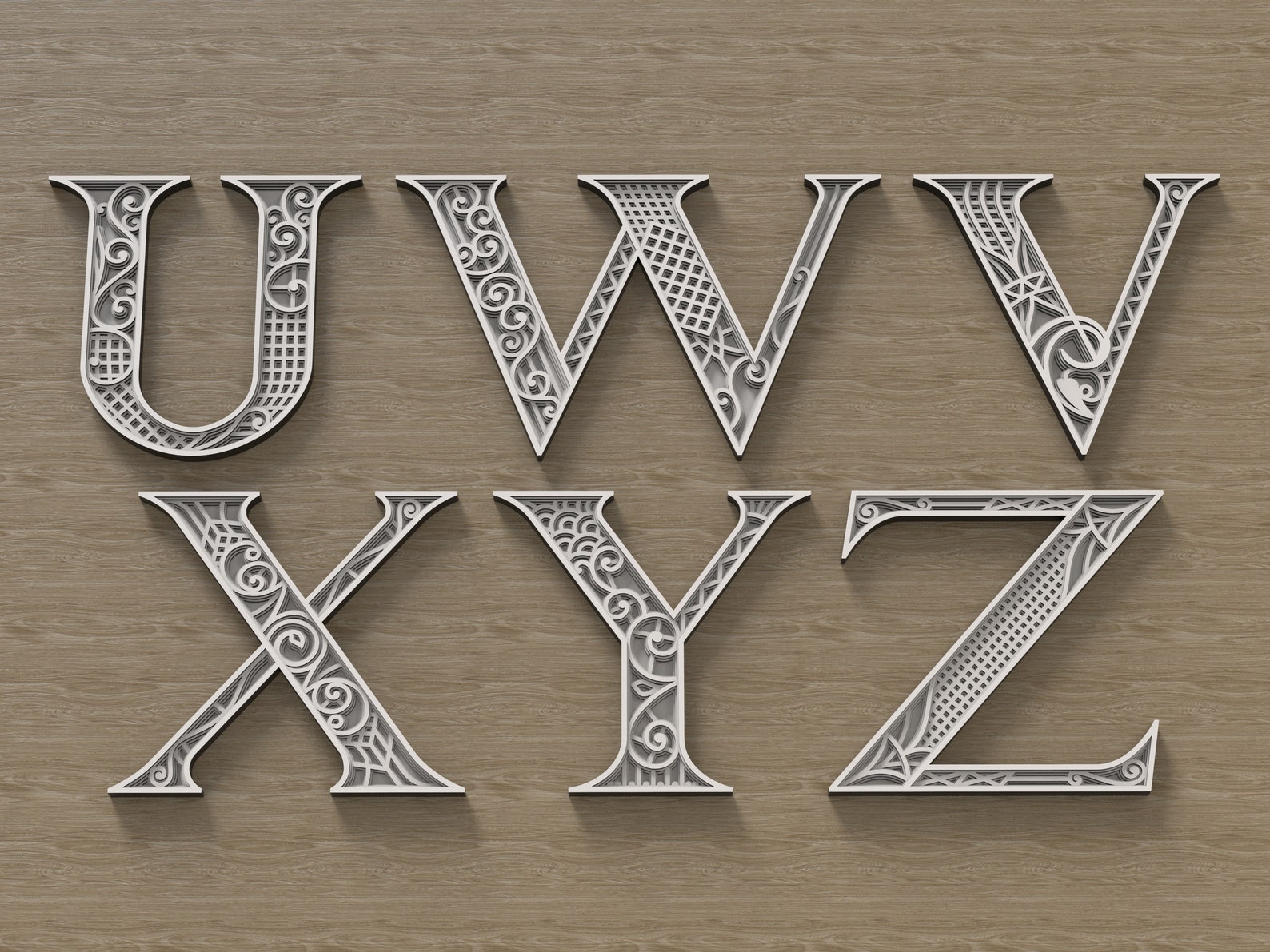 A - Z Bundle 26 Letters - Layered Floral Alphabet - Multilayer Monogram ...