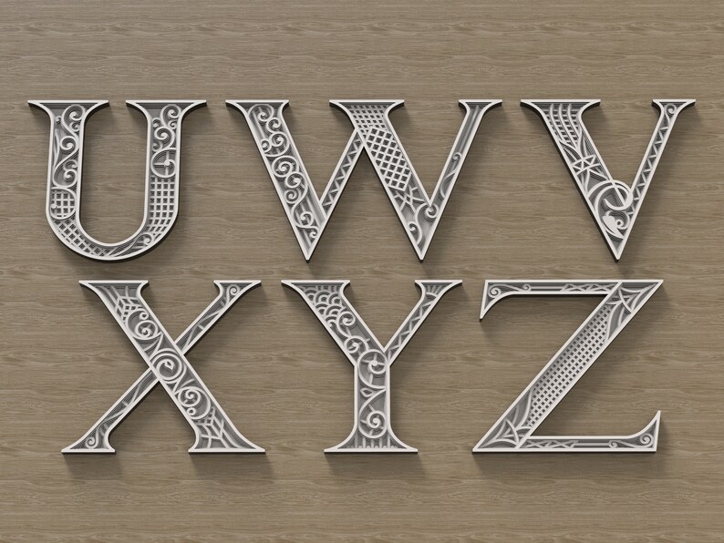 A - Z Bundle 26 Letters - Layered Floral Alphabet - Multilayer Monogram ...