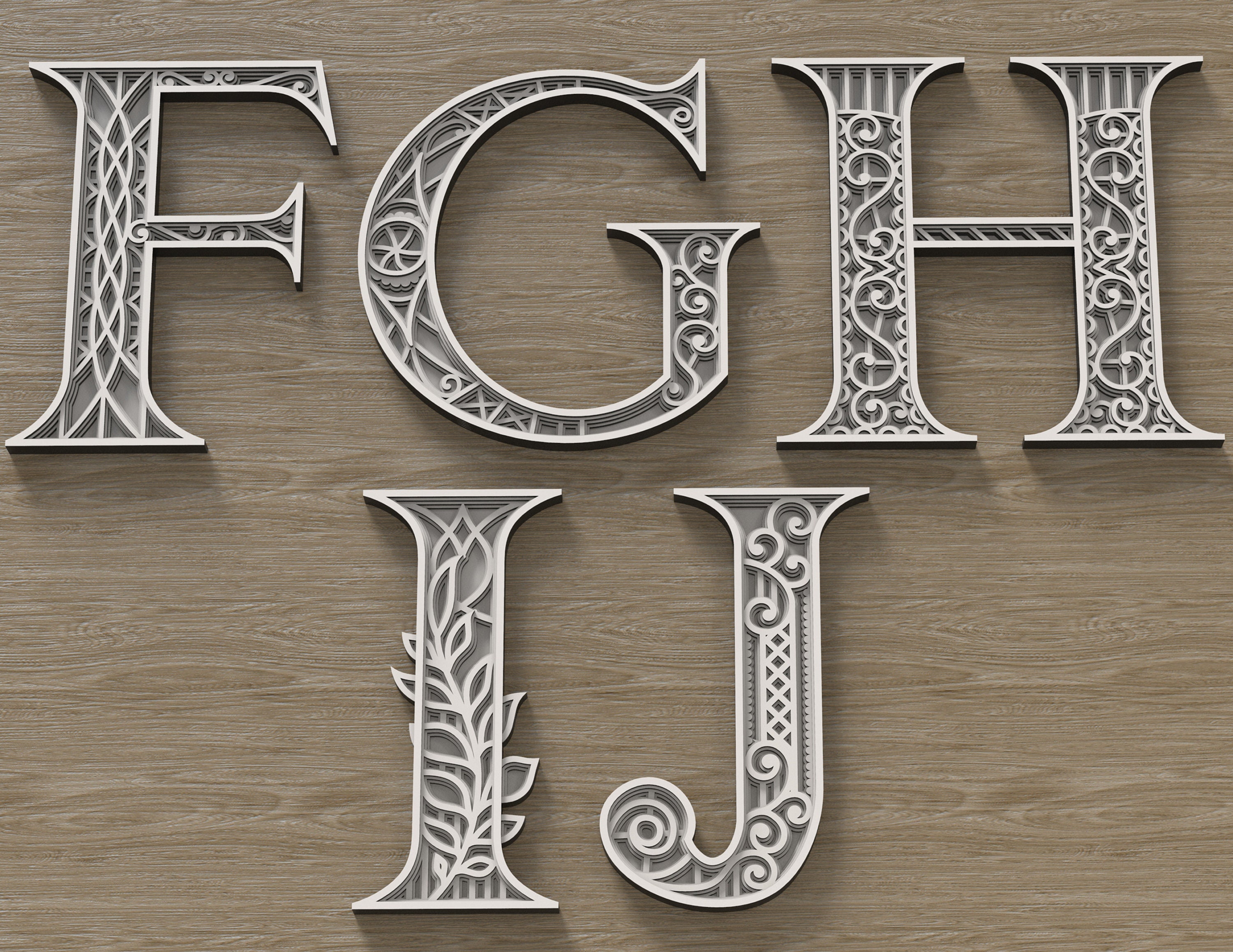 A - Z Bundle 26 Letters - Layered Floral Alphabet - Multilayer Monogram ...