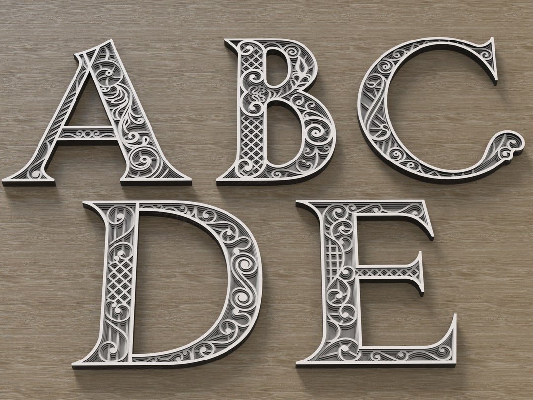 5 Layered Letters, 3d Letter Svg, Layered Monogram, Files for Laser ...