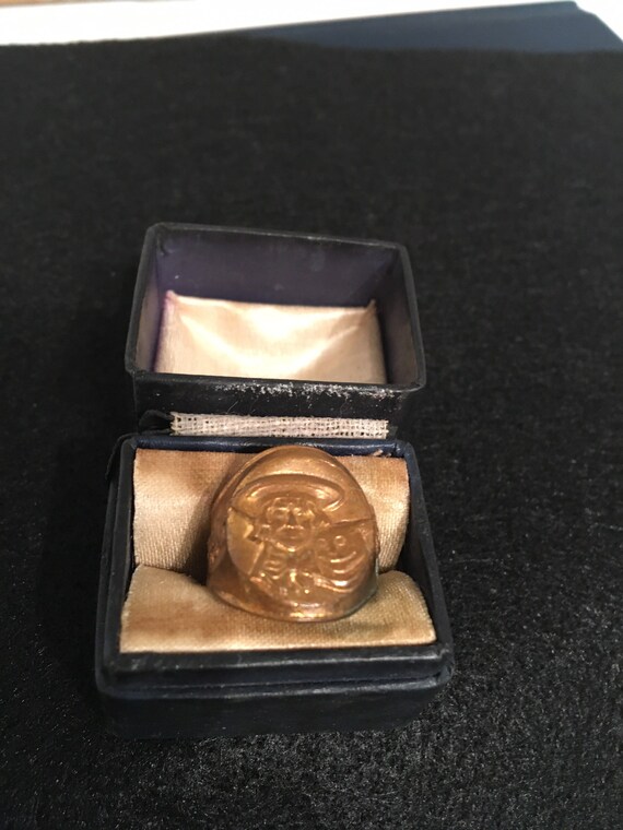 vintage brown ring box - Gem