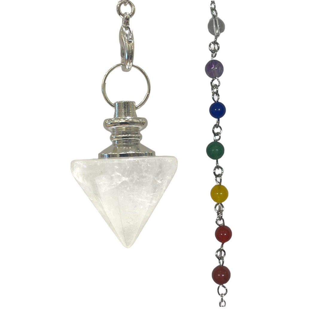 7 Chakra Rock Crystal Spinning Pendulum - Etsy