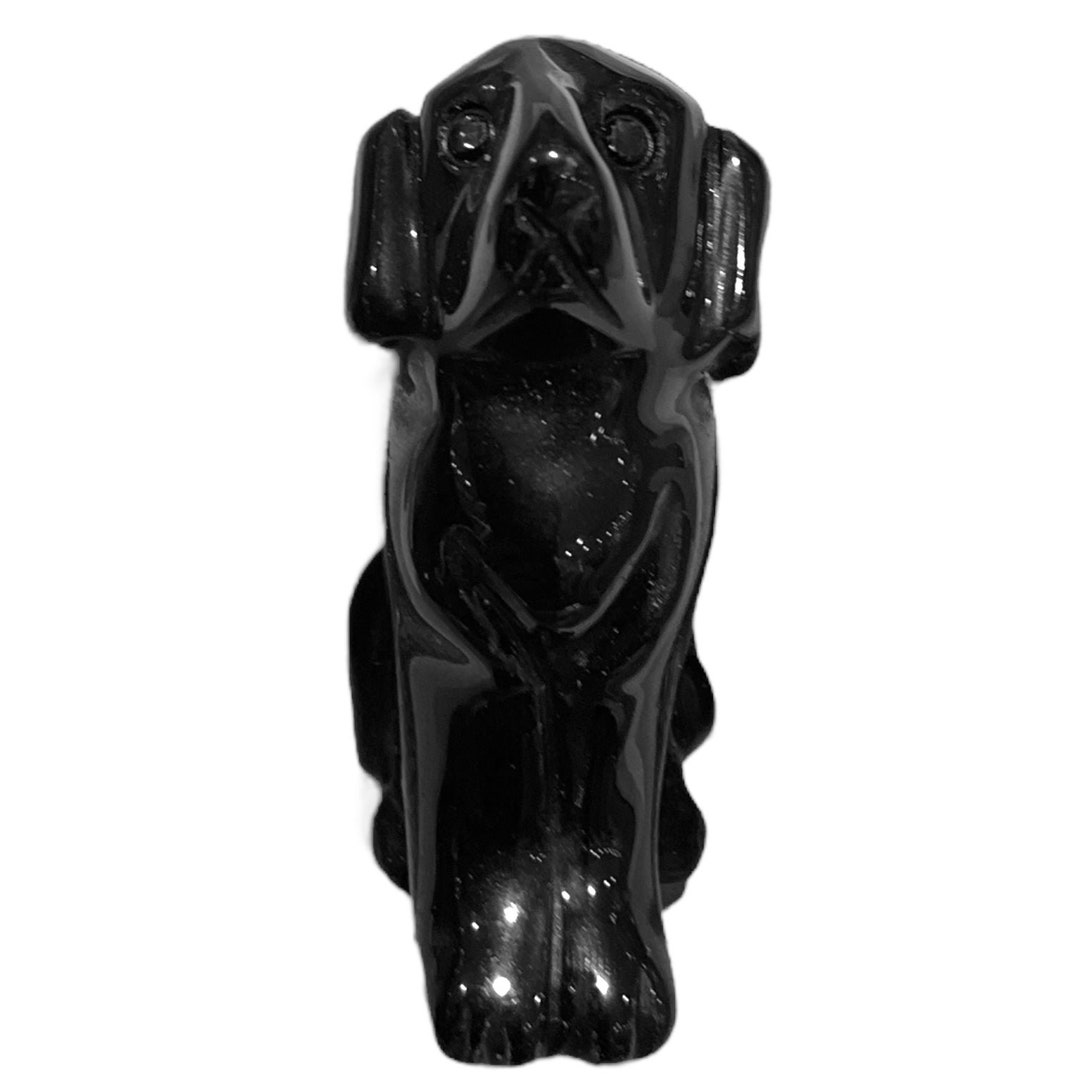 Black Obsidian Dog Statue - Etsy