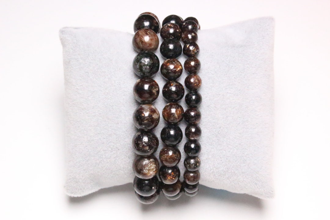 Biotite Mica Bracelet in Natural Pearls 6/8/10 Mm 19 Cm Adjustable ...