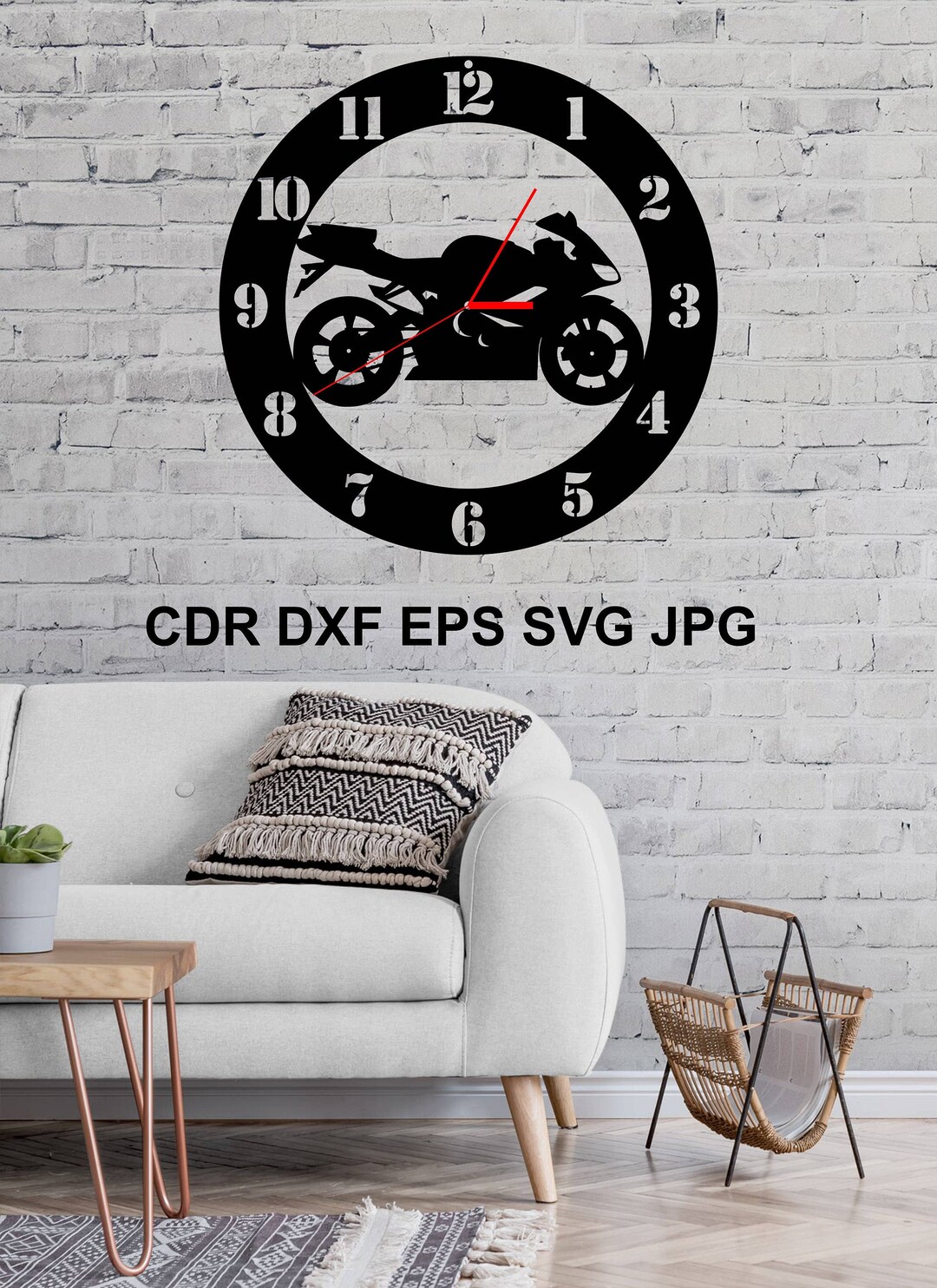 Motocross Clock Decoration Moto Motorcycle Bike SVG Blueprint Template ...