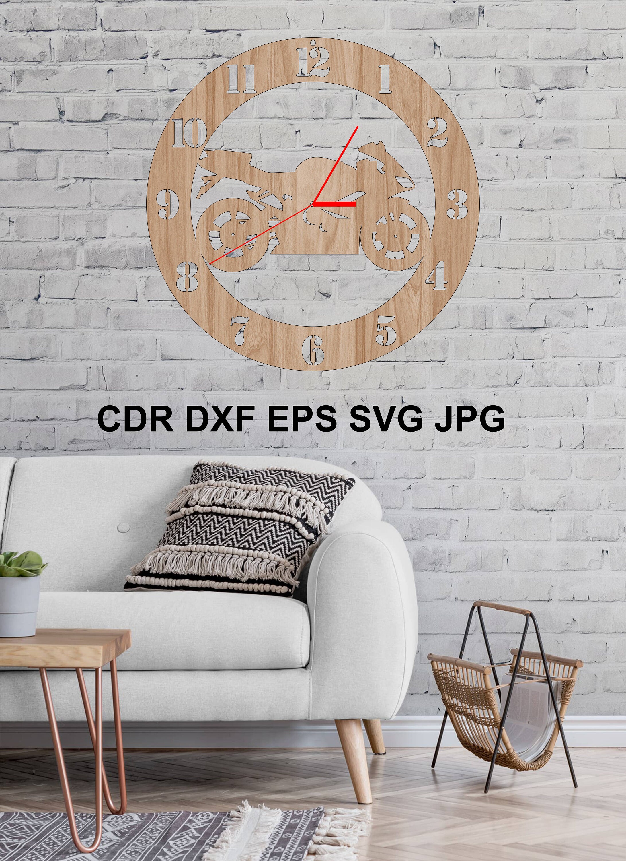 Motocross Clock Decoration Moto Motorcycle Bike SVG Blueprint Template ...