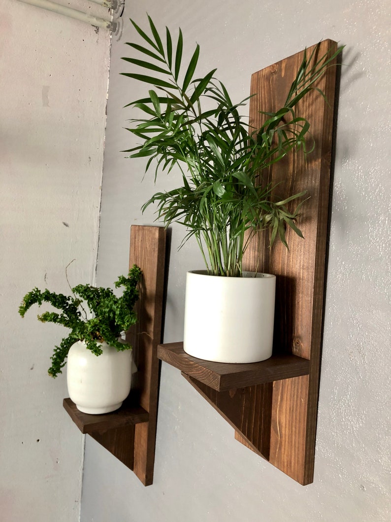 Floating Plank Shelf Floating Shelf Plant Stand Wall | Etsy