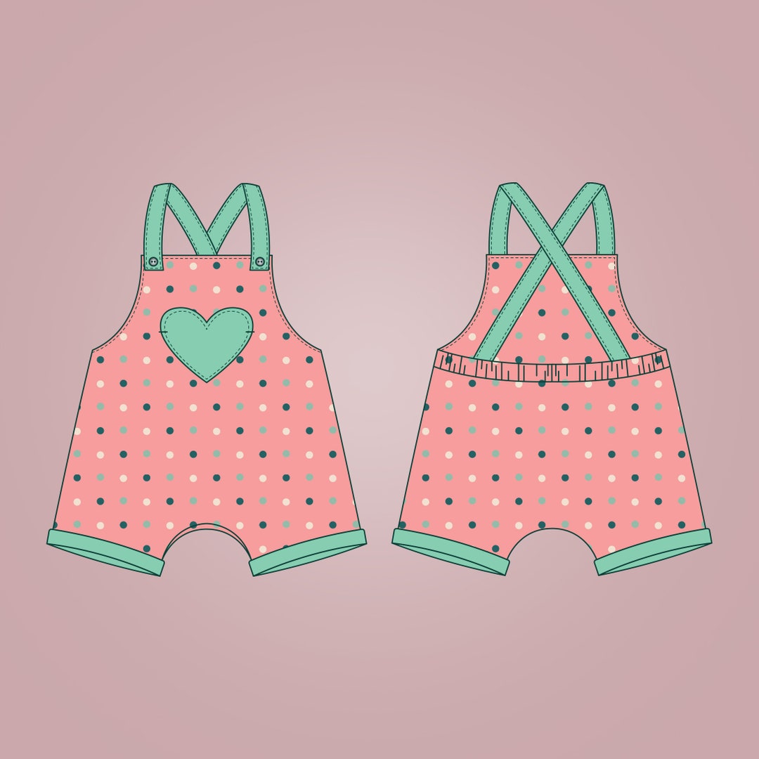 Simple Baby and Toddler Overalls With Heart Shaped Pocket PDF Sewing ...