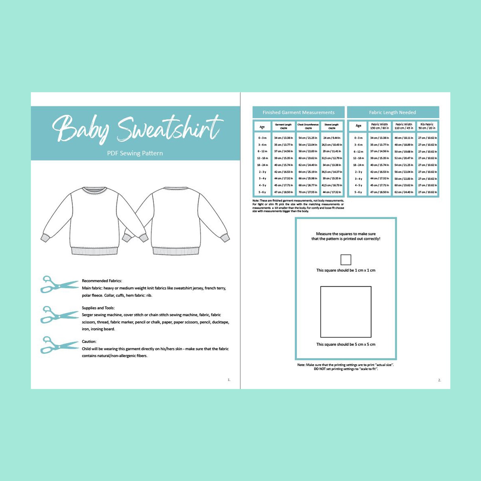 Easy Baby and Toddler Sweatshirt PDF Sewing Pattern Size 0 | Etsy