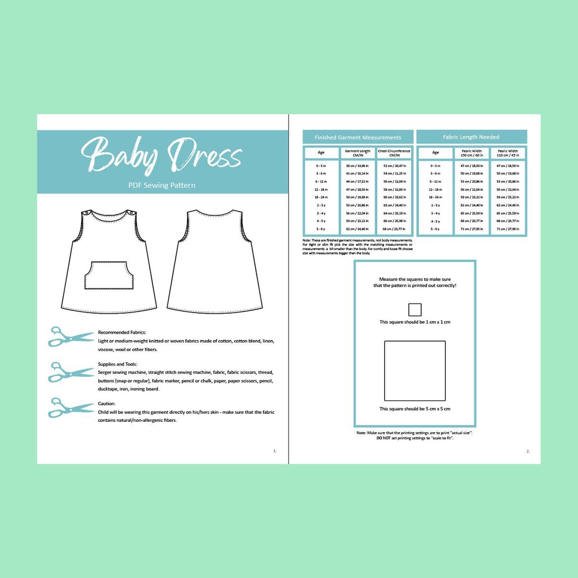 Easy Baby and Toddler Pinafore Dress With Front Pocket PDF - Etsy