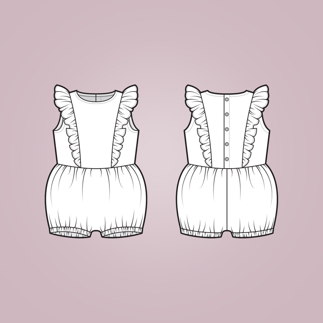 Kids Ruffle Romper Sewing Pattern PDF for Babies, Toddlers and Kids ...