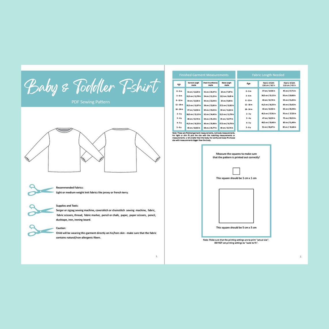Baby & Toddler Long Sleeve T-shirt Sewing Pattern (PDF) - Etsy