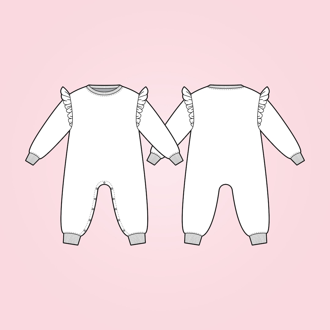 Baby and Toddler Ruffle Romper PDF Sewing Pattern, Size 0 Months - 6 ...