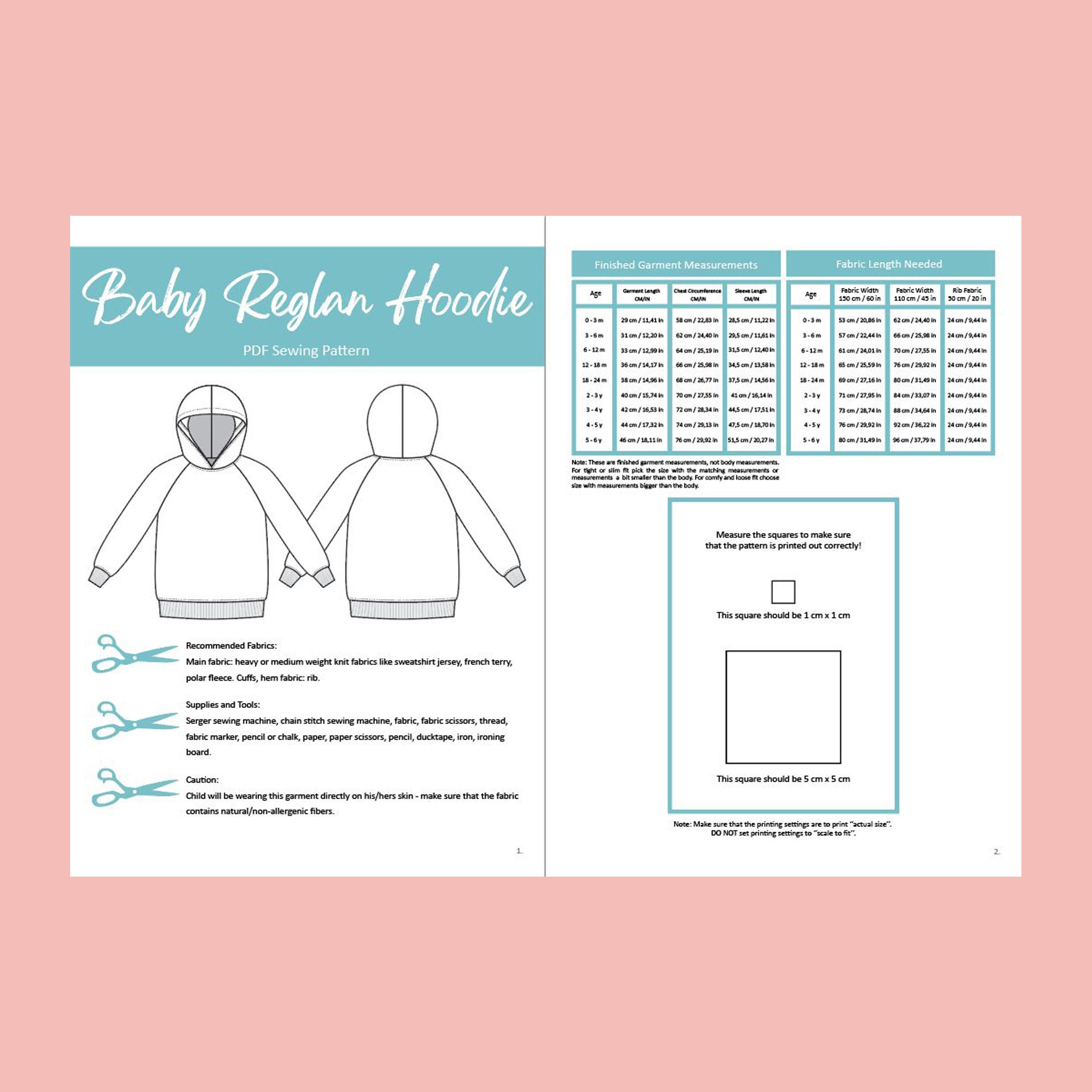 Easy Baby and Toddler Raglan Hoodie PDF Sewing Pattern Size 0 - Etsy