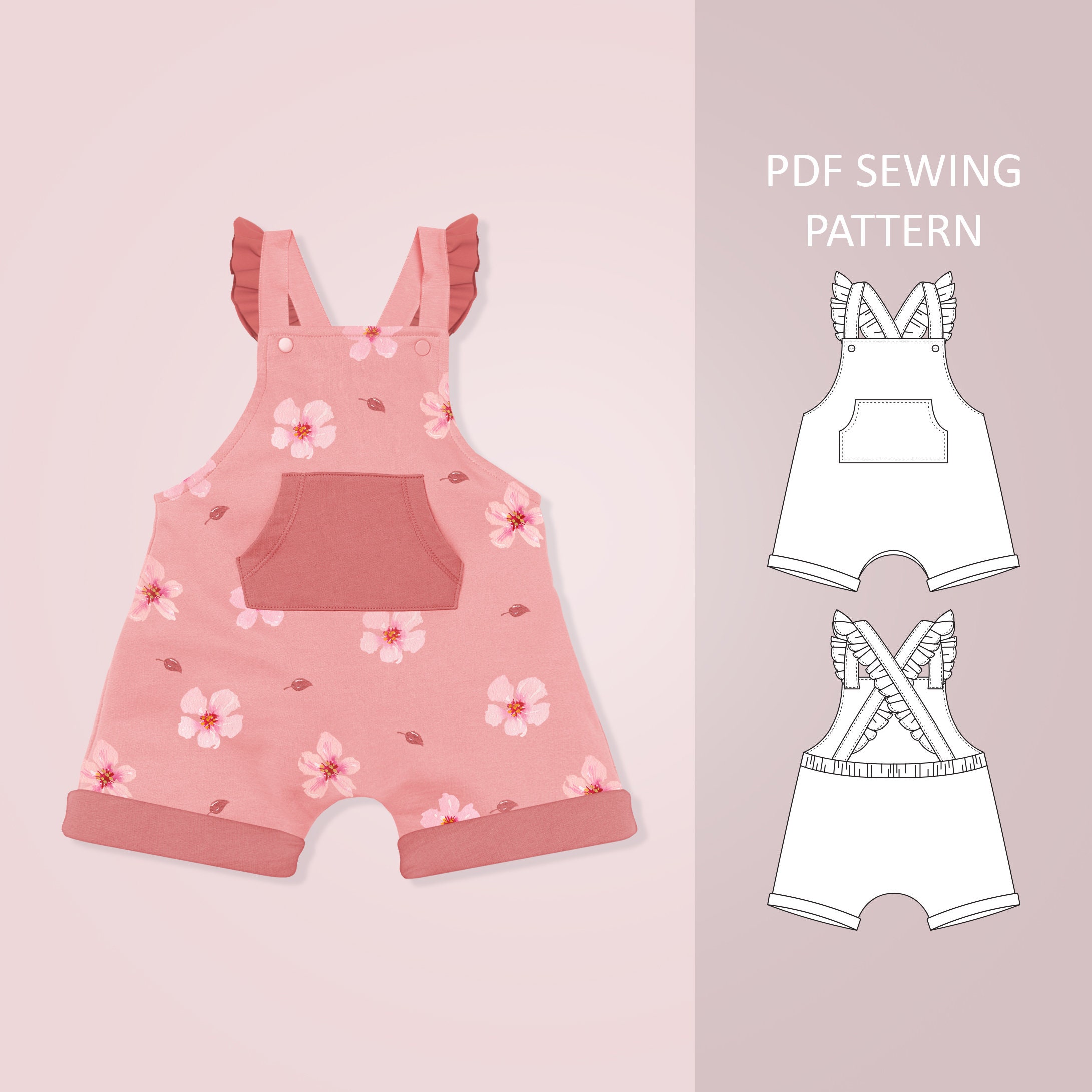 Easy Baby and Toddler Overalls With Kangaroo Pocket and Ruffle | Etsy