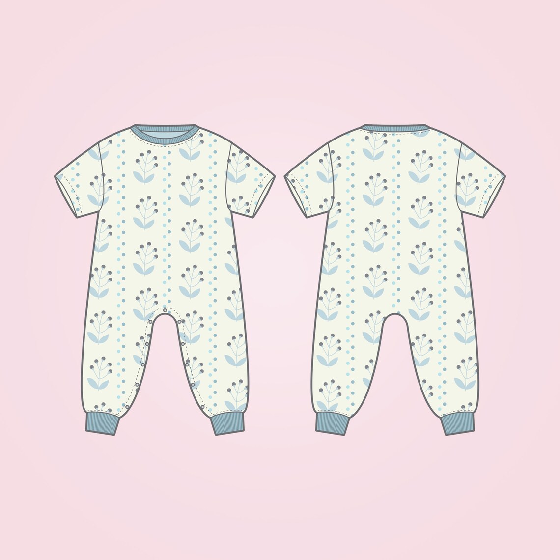 Baby Romper PDF Sewing Pattern: Snap Buttons, Sizes 0 Months - 6 Years ...