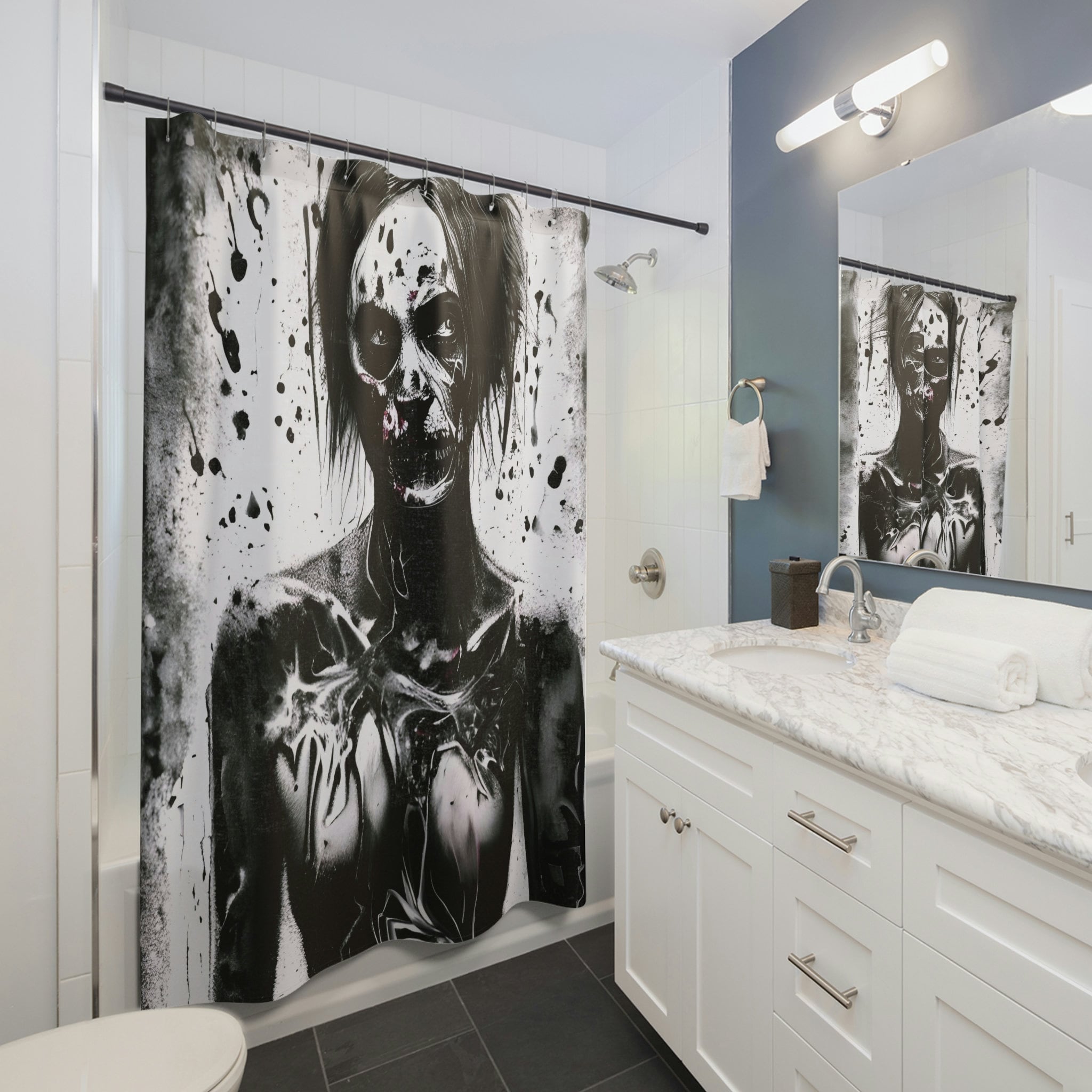 Zombie Girl Naked Girl Shower Curtain Sexy Shower Curtain Bath