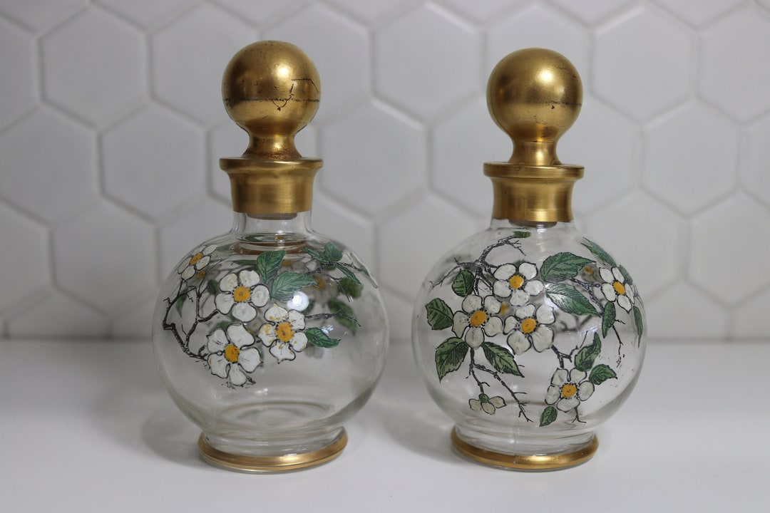 Vintage Hand-painted Cologne Perfume Jars. Vintage Perfume Bottle ...