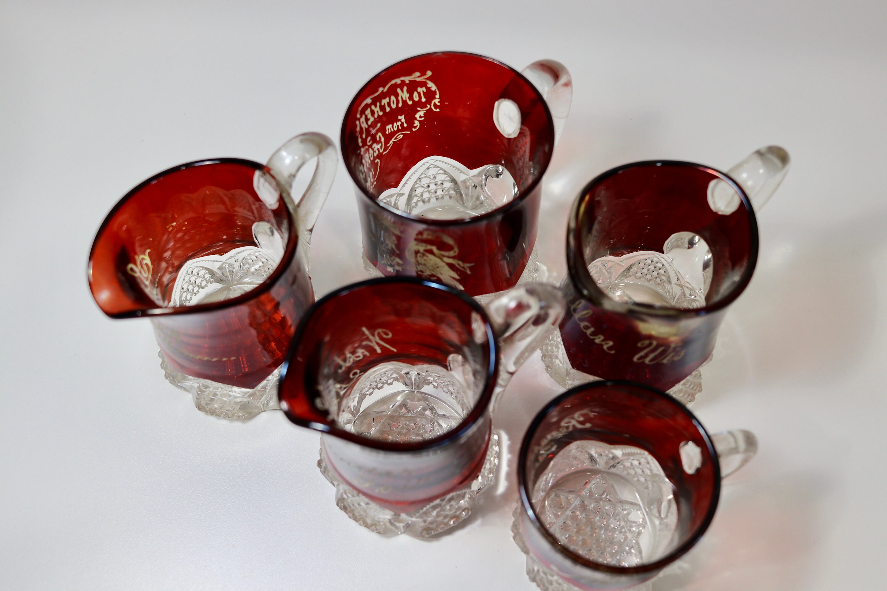 Antique EAPG Ruby Stained Souvenir Toothpick Holder, Cut Glass - Etsy