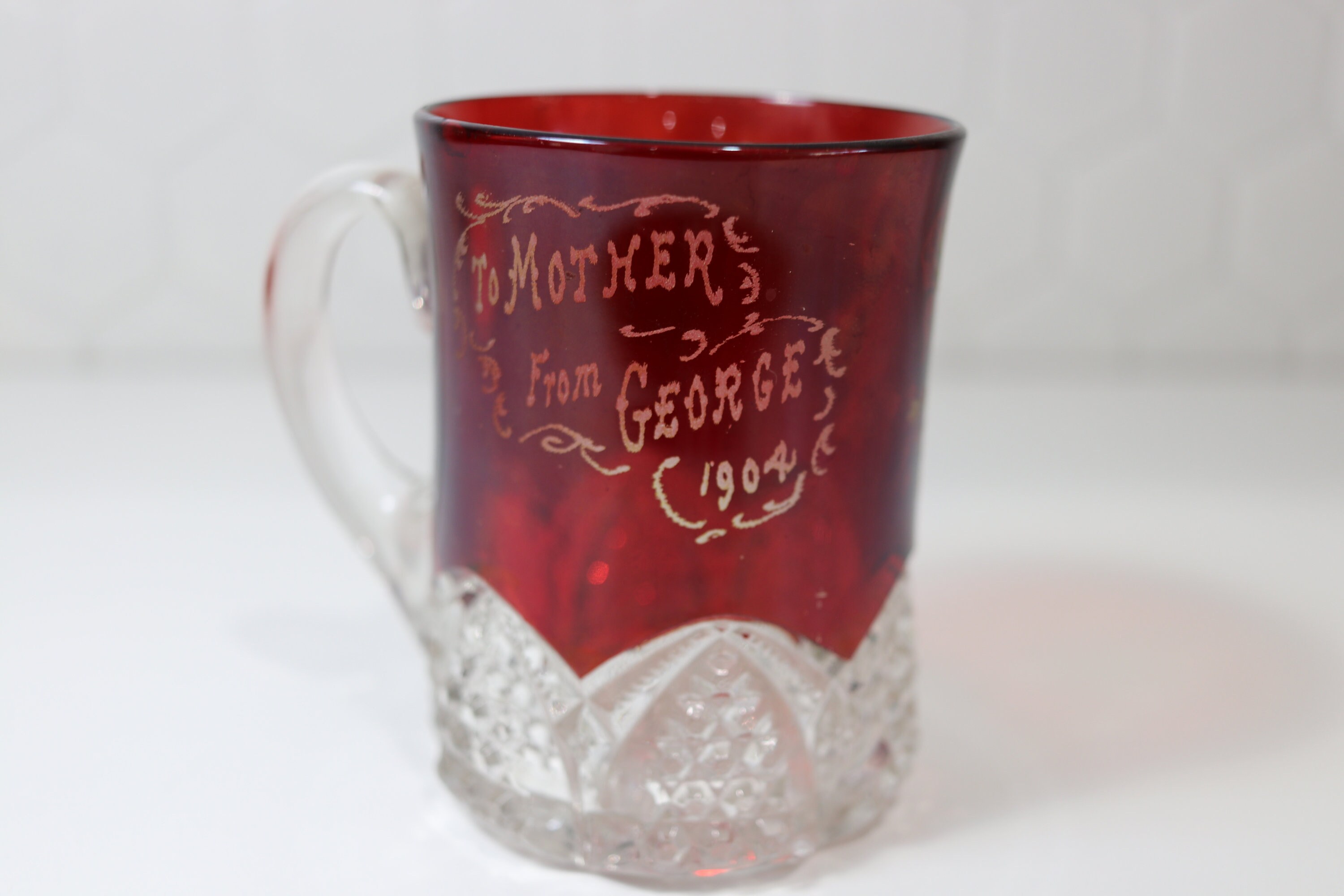 Antique EAPG Ruby Stained Souvenir Toothpick Holder, Cut Glass - Etsy