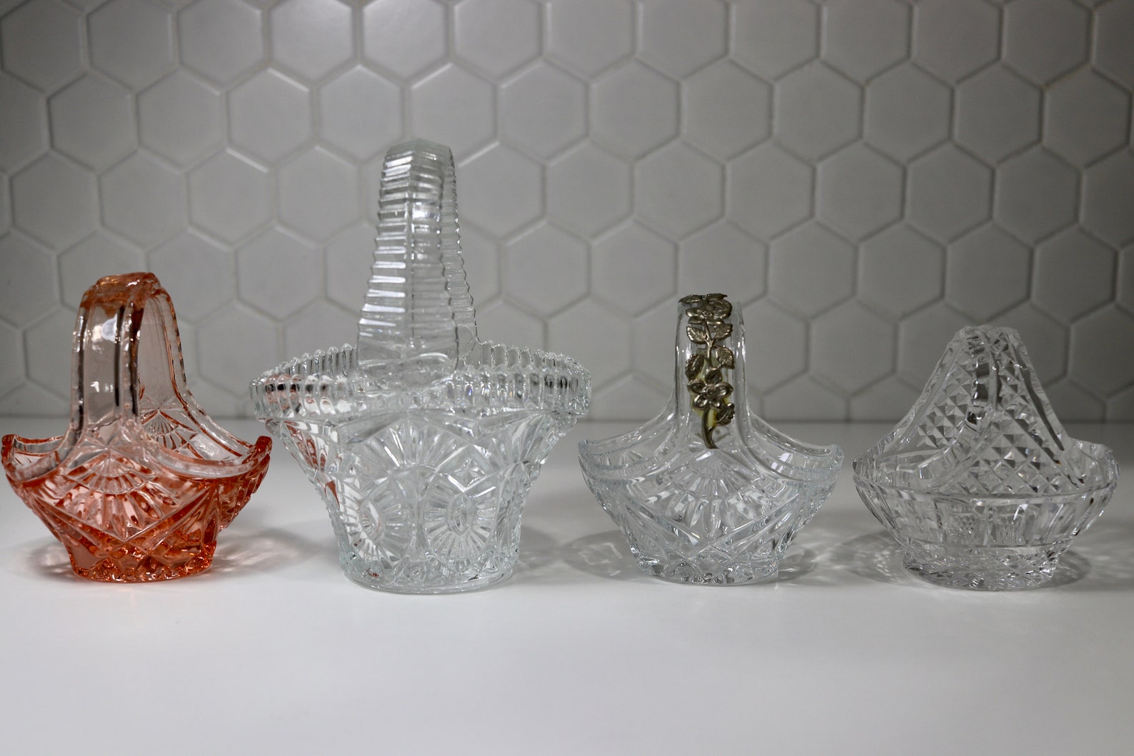 Vintage Crystal Glass Baskets. Westmoreland Glass Basket. Fenton Glass ...