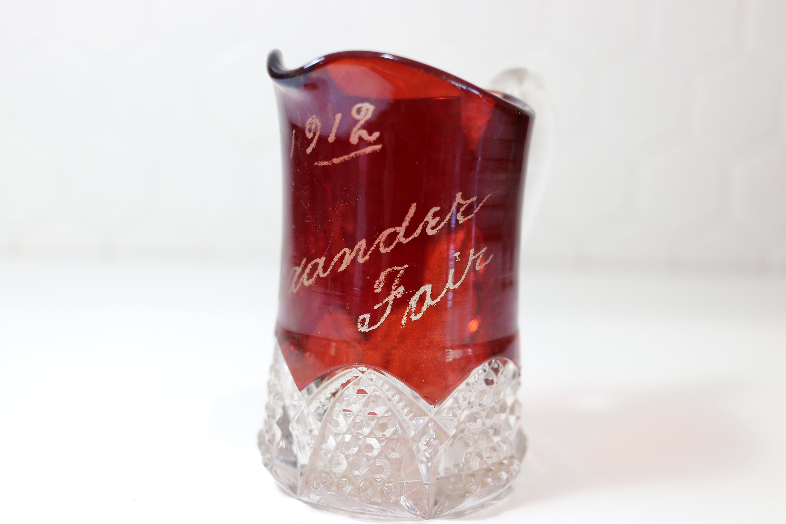 Antique EAPG Ruby Stained Souvenir Toothpick Holder, Cut Glass - Etsy