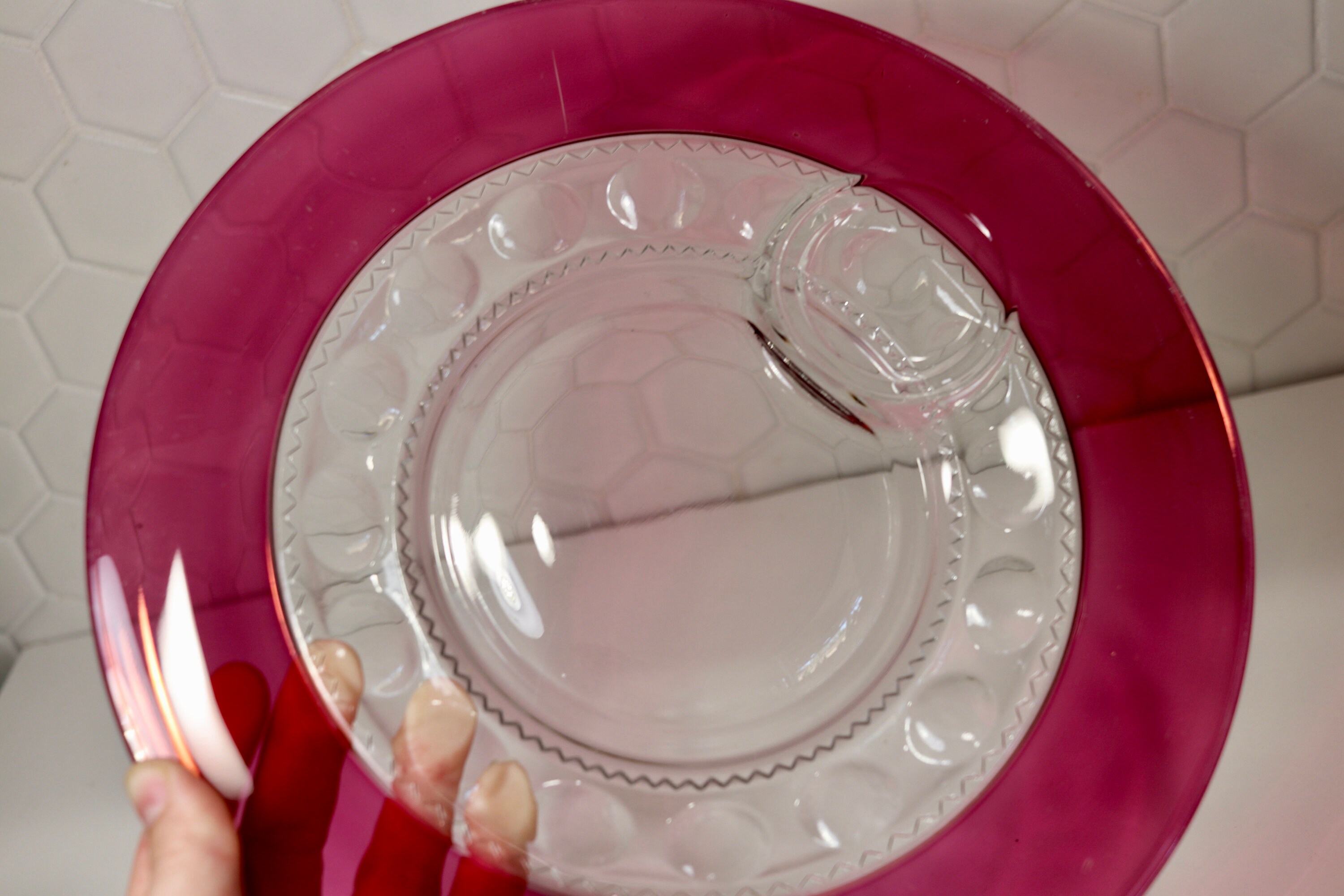 Vintage Kings Crown Ruby Thumbprint Snack Plate Set. Indiana Glass. Cranberry Ruby Flash ...