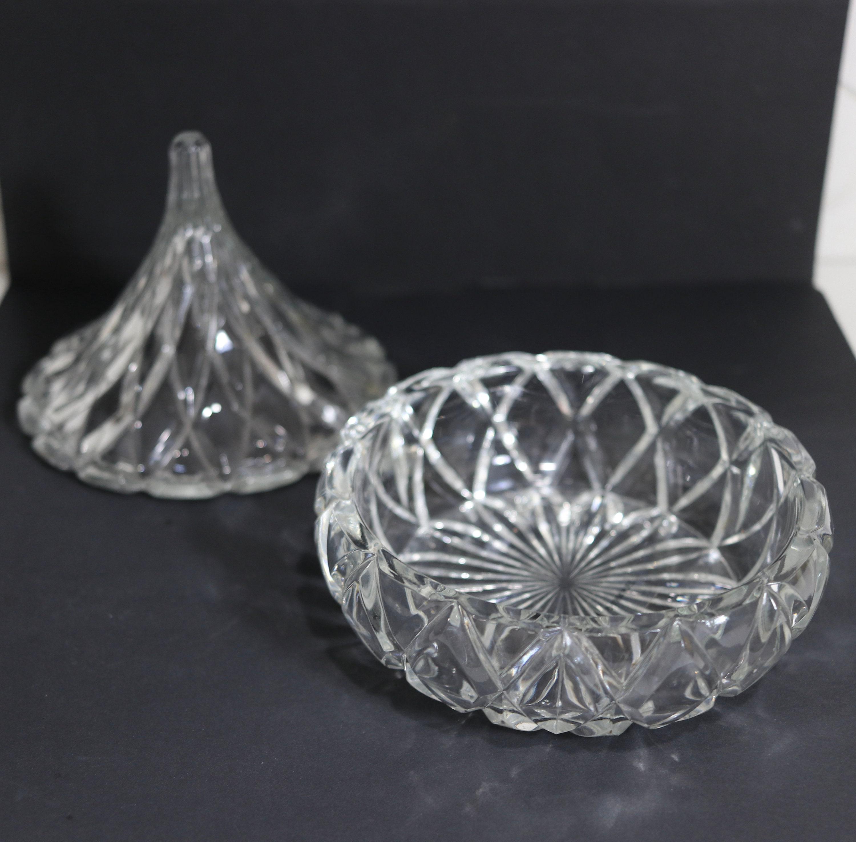 Vintage Cut Lead Crystal Glass Candy Dish. Vintage Crystal Candy Dish ...