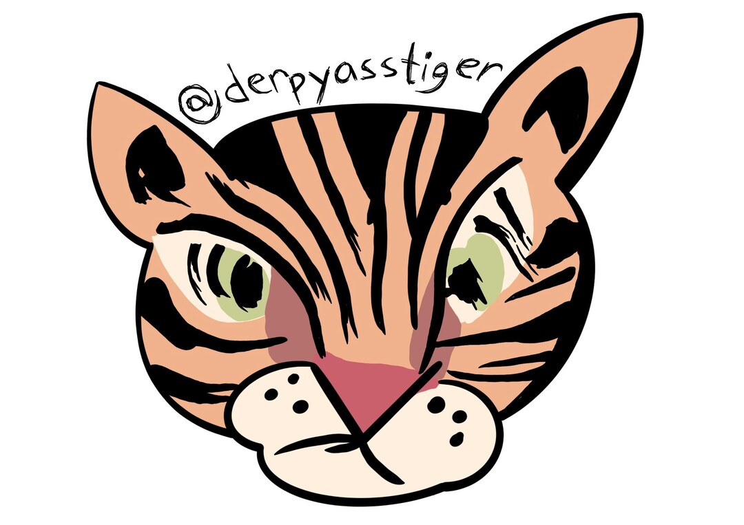 Derpy Ass Tiger Logo Sticker - Etsy