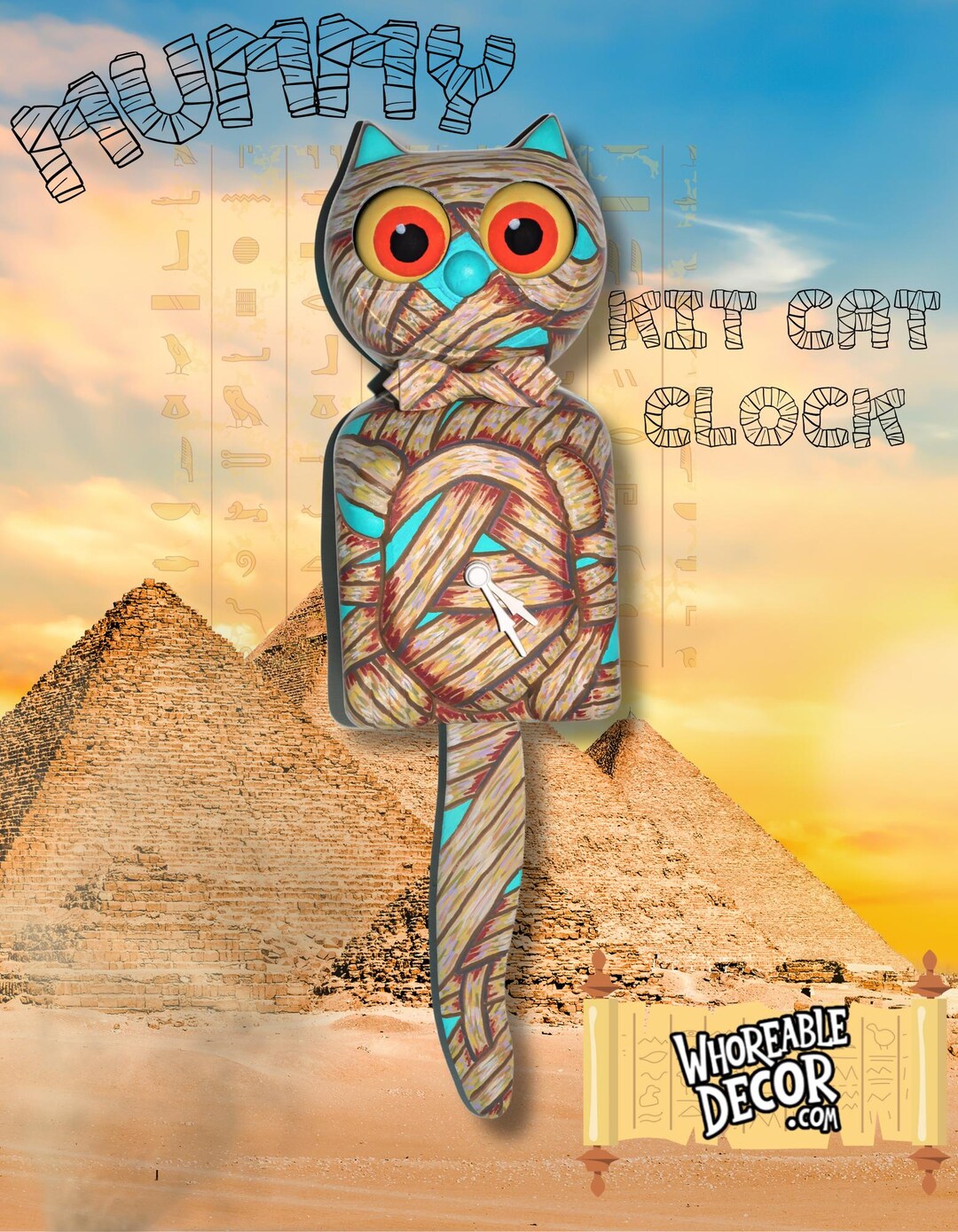 Custom MUMMY ISSUES Kit Cat Klock Custom Clock Original Art Hand ...