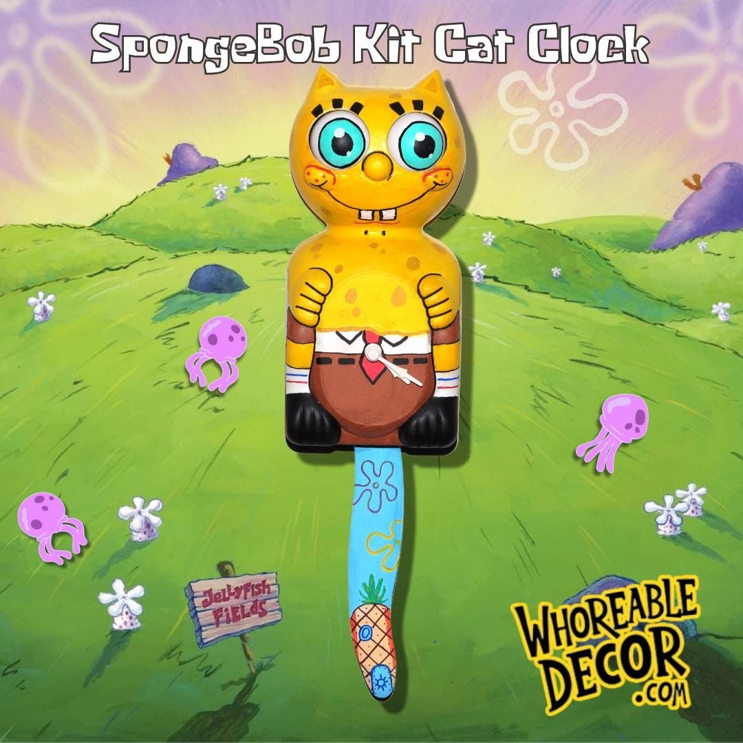 Custom Spongebob Kit Cat Klock Custom Clock Original Art Hand Painted ...