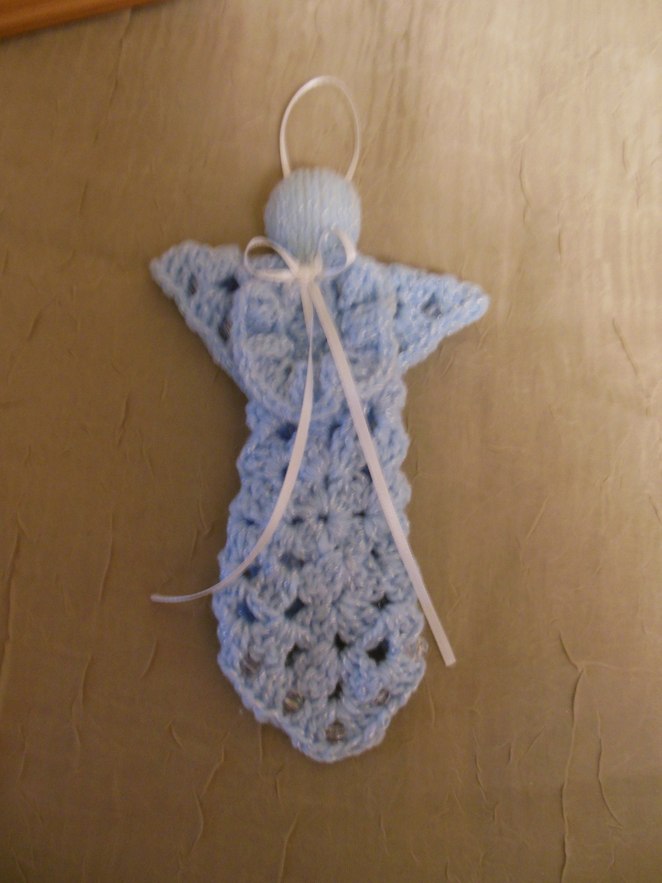 Crocheted Granny Square Angels - Blue - Pink - White - Wall Decor Angel ...