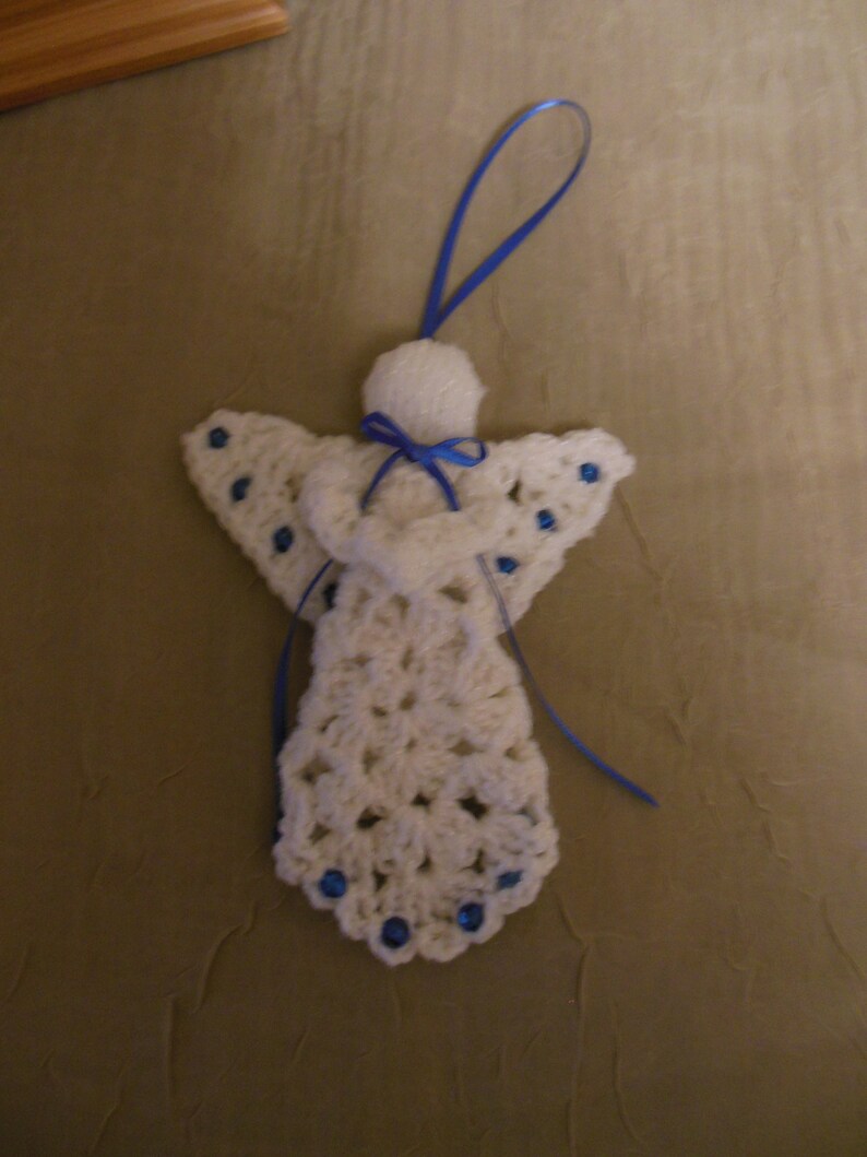 Crocheted Granny Square Angels - Blue - Pink - White - Wall Decor Angel ...