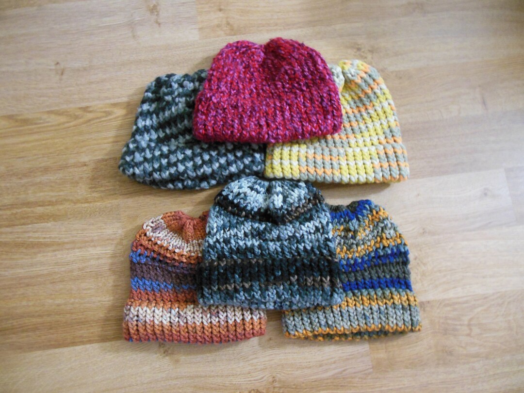 Messy Bun / High Ponytail Beanie / Stocking Cap / Multi Colors - Etsy