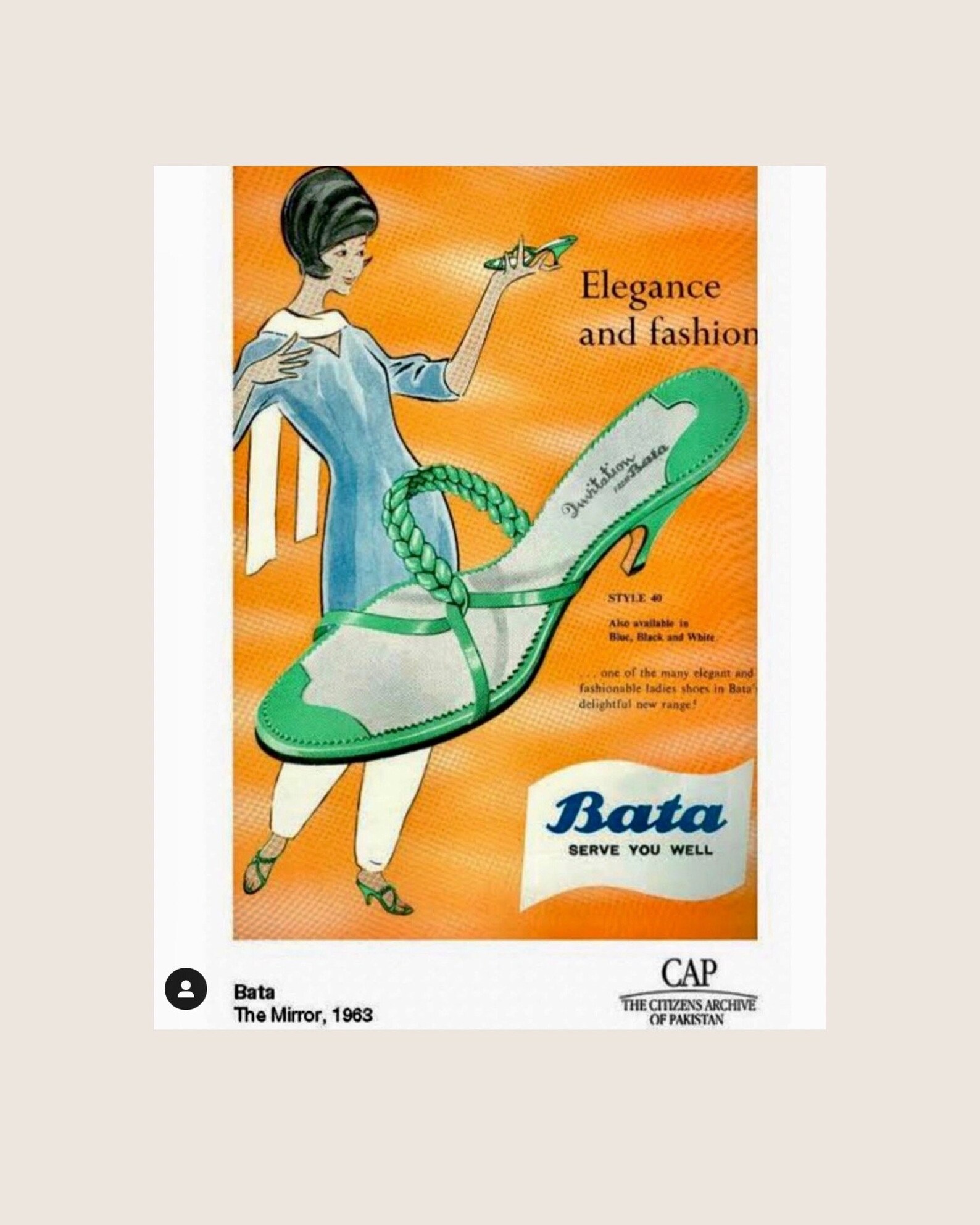 Vintage Bata Shoe Ad Classic 1963 Fashion Art Print Pakistani Newspaper ...