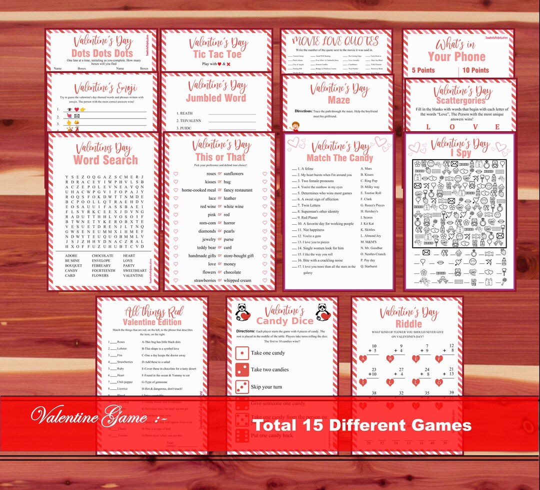 Valentine's Day Game Bundle | 15 Printable Games | Classroom , Kids ...